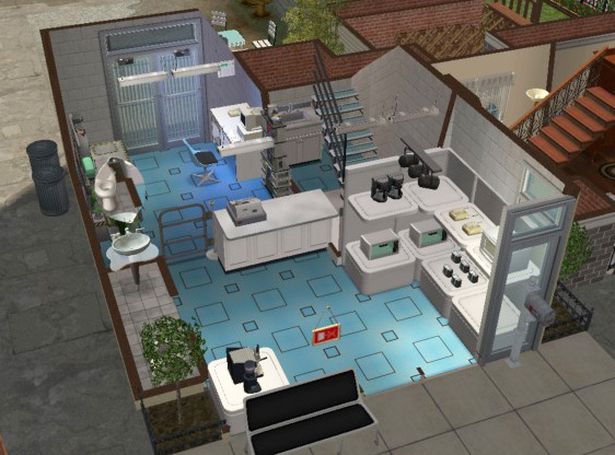 Mod The Sims - Backdoor Lane 14 [NL+OfB] -- Two houses with a store