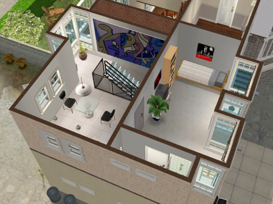 Mod The Sims - Backdoor Lane 14 [NL+OfB] -- Two houses with a store