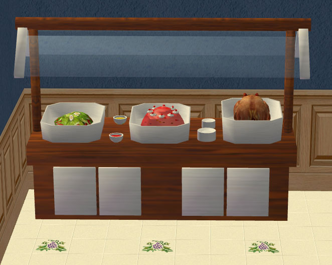 Mod The Sims - Restaurant Style Buffet Table by CC Designs