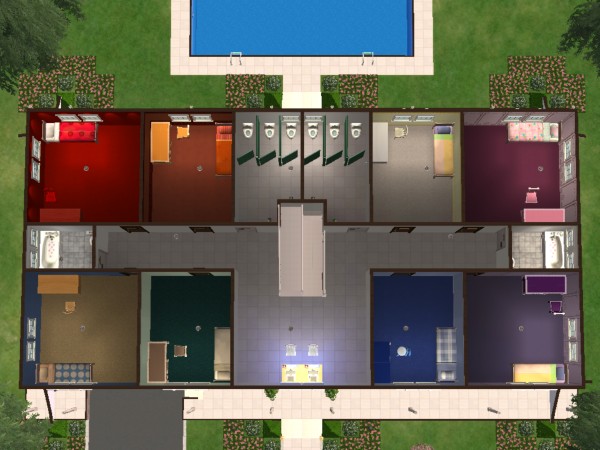 Mod The Sims - Munchie's Dorm (16 rooms)! *FIXED*