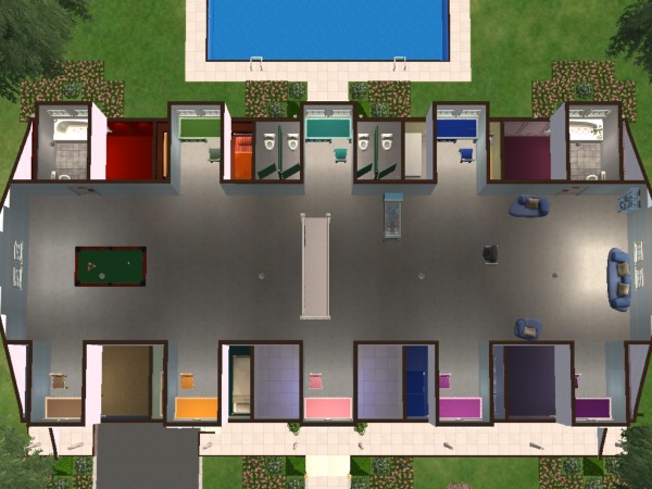 Mod The Sims - Munchie's Dorm (16 rooms)! *FIXED*
