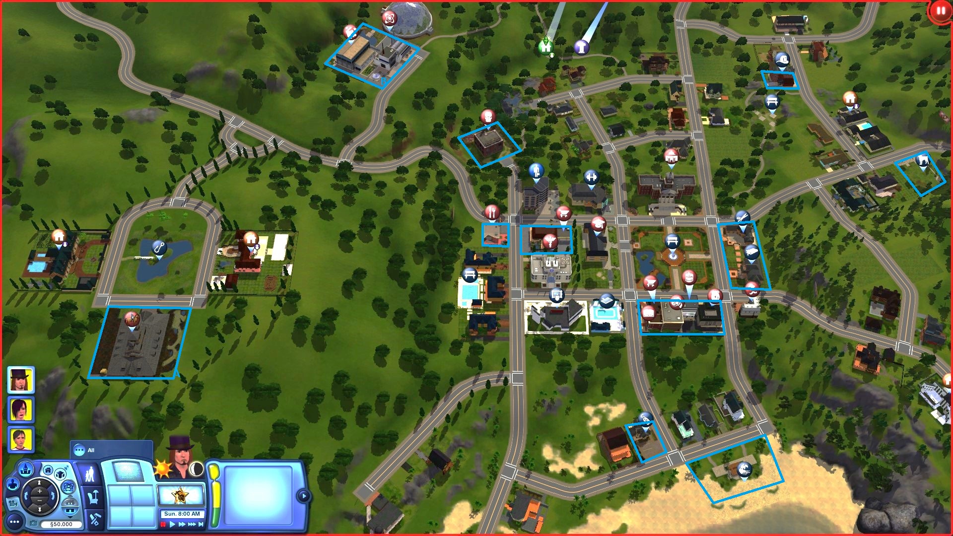 Mod The Sims - Sunset Valley updated for EPs. [No CC, EA Match lots]