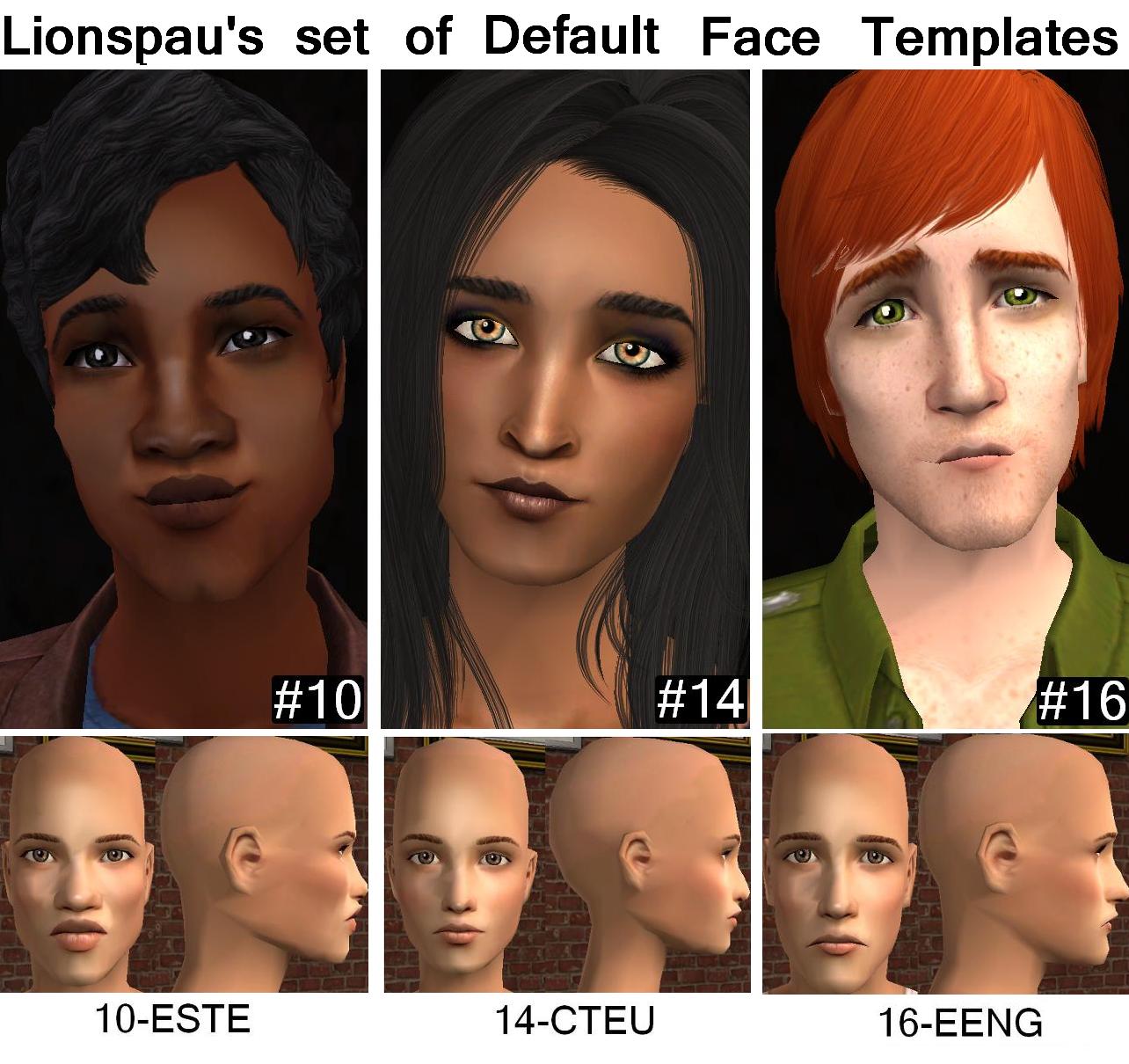 Mod The Sims Lionspau s Default Face Templates
