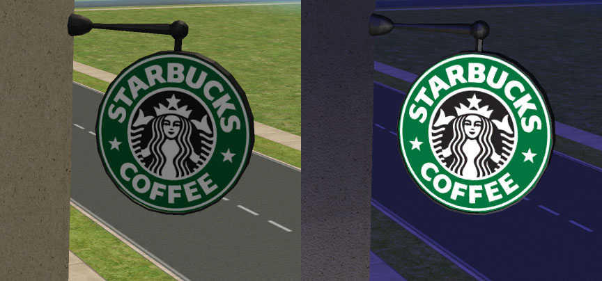 Mod The Sims - Starbucks Coffee Lighted Shop Signs