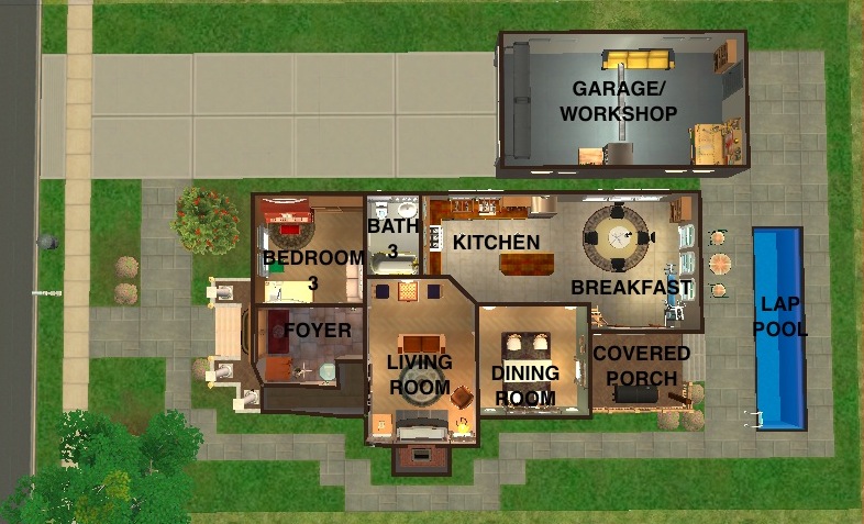 Mod The Sims - 6 Pima Place: $118k, 3BR+3BA, colonial home on a narrow ...