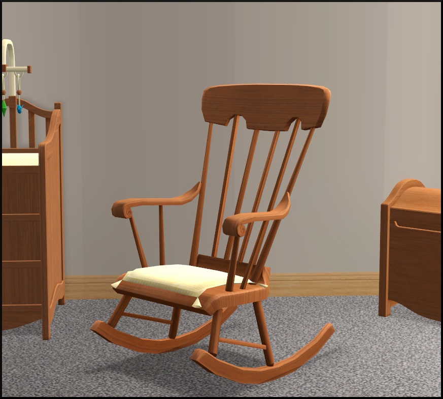 Mod The Sims - Nursery Add-Ons II: A rocking chair and Haffa Crib recolors.