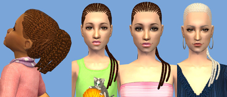 Mod The Sims - Nouk - Braid Pack, one style, 3 versions! For ladies of ...