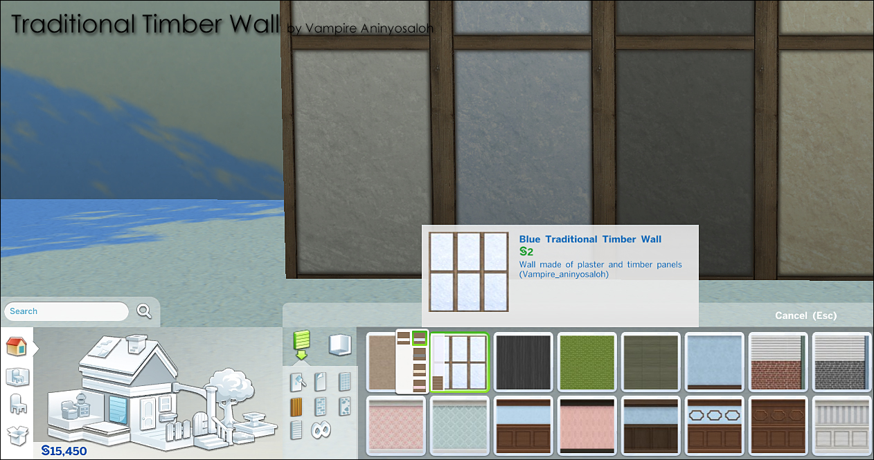 Mod The Sims - Traditional Timber Wall -5 colors-
