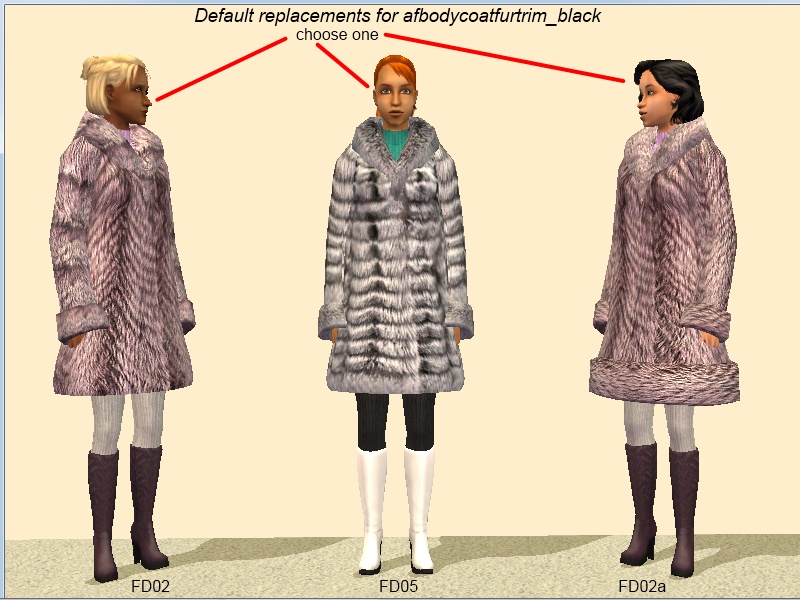 Mod The Sims - Default replacement - GLS AF fur coats