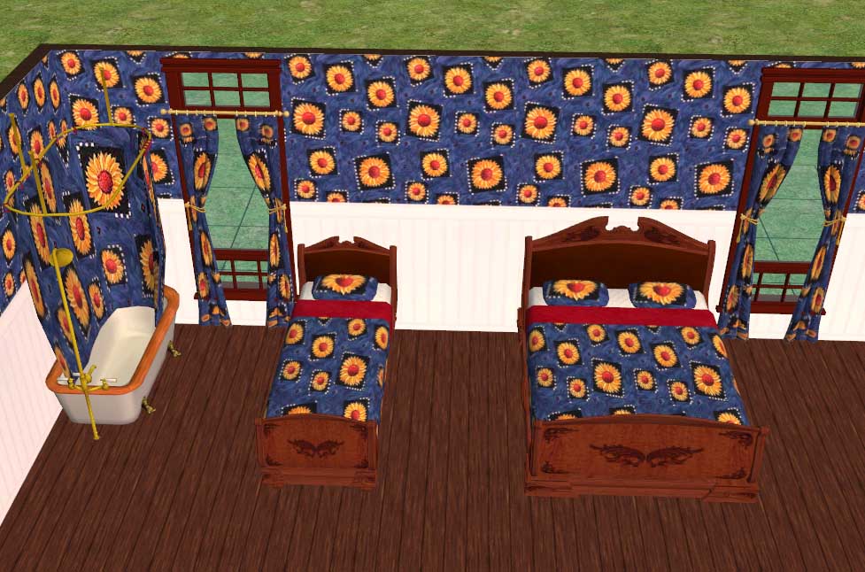 Mod The Sims - Sunflowers on Blue Ensemble