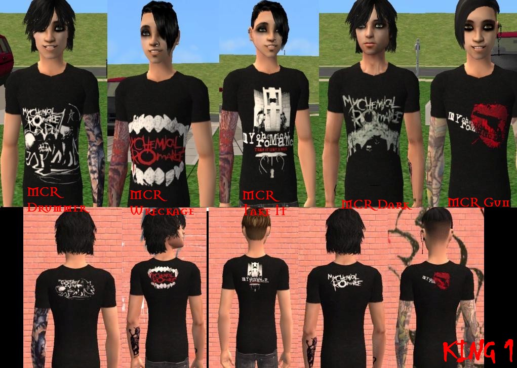 Mod The Sims - UPDATED: Set of 8 My Chemical Romance Shirts for your ...
