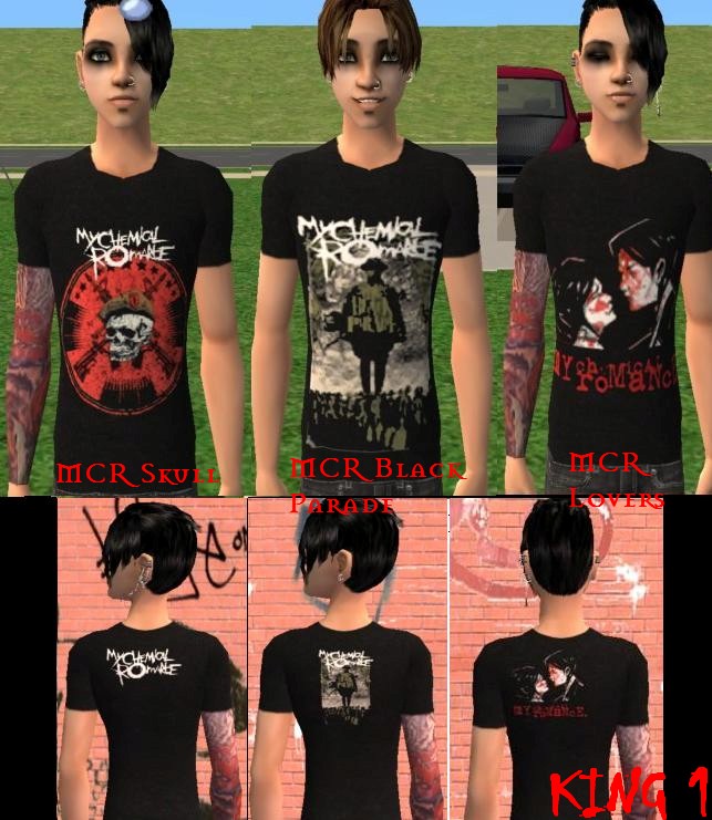 Mod The Sims - UPDATED: Set of 8 My Chemical Romance Shirts for your ...