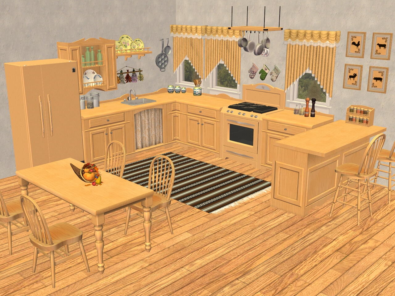 Mod The Sims - Country Kitchen in Quaint Colours
