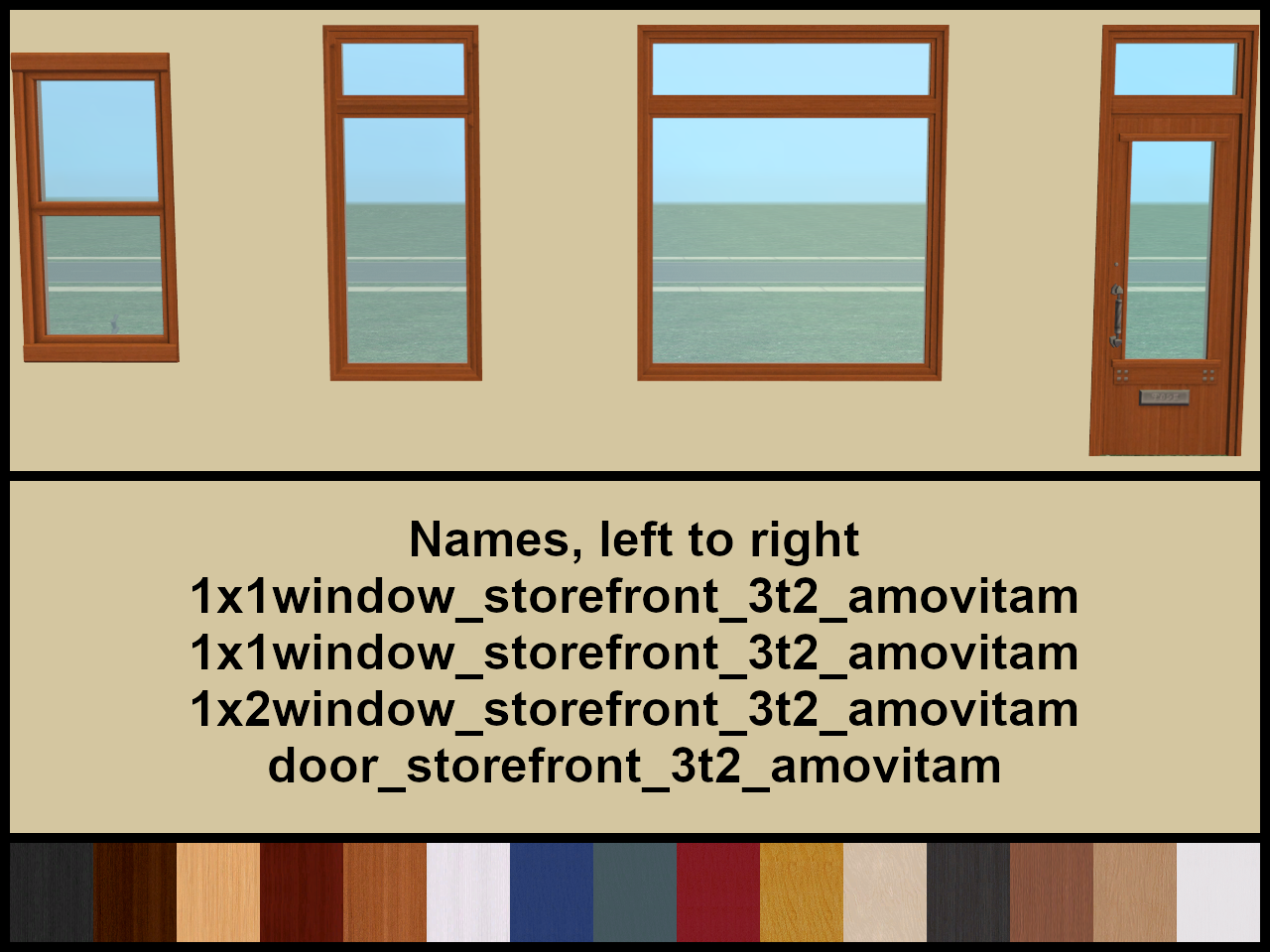 Mod The Sims - Amovitam's 3t2 Uni Storefront Windows and Door Recolours