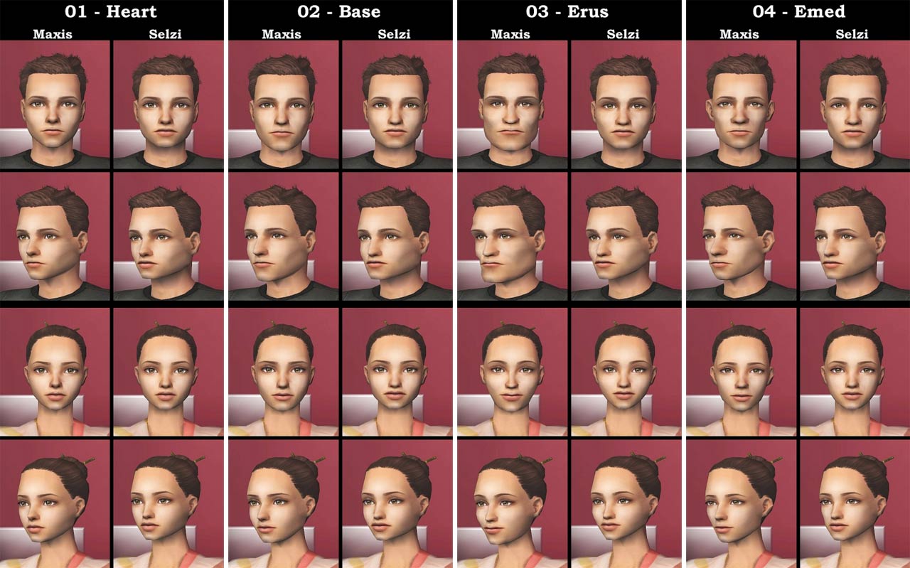 Mod The Sims Defuglified Maxis Faces 27 CAS Face Replacements For 