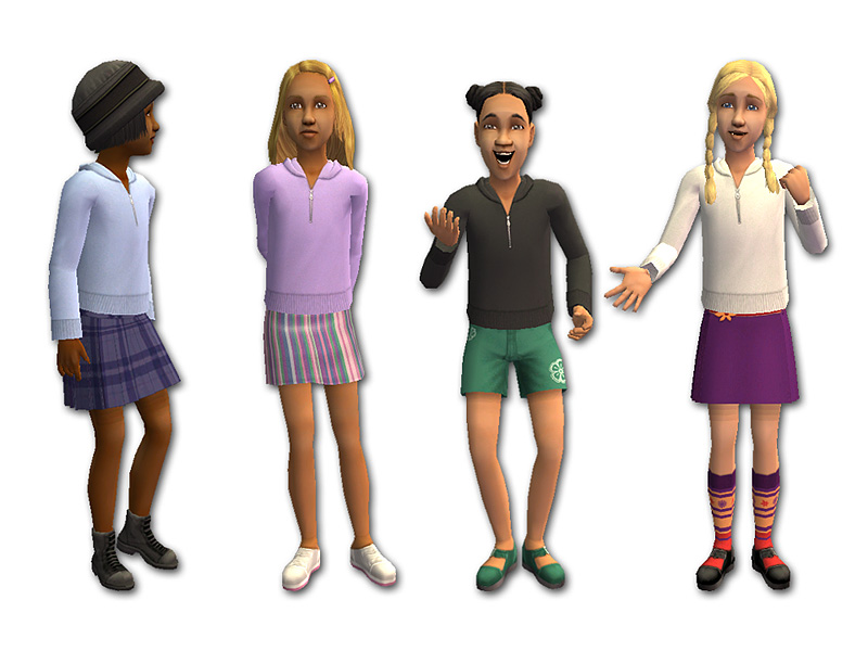 Mod The Sims - Basic Hoodies in Two Styles for Girls