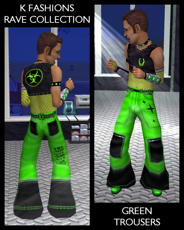 Mod The Sims - Four rave trousers + one rave top for adult males