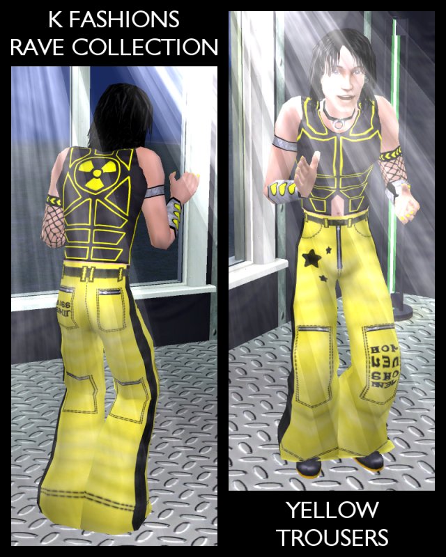 Mod The Sims - Four rave trousers + one rave top for adult males