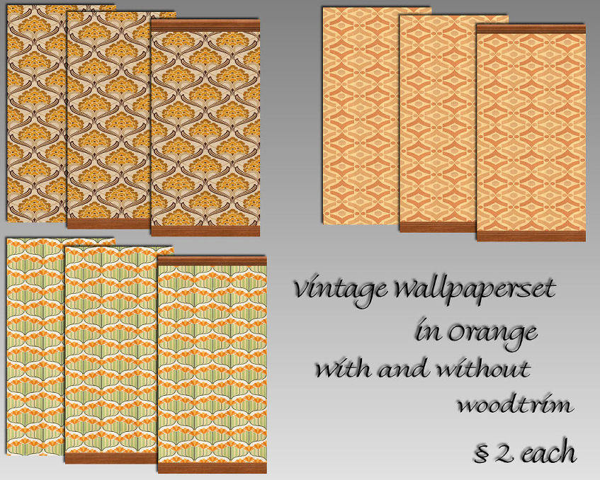 Mod The Sims - Vintage wallpaper set