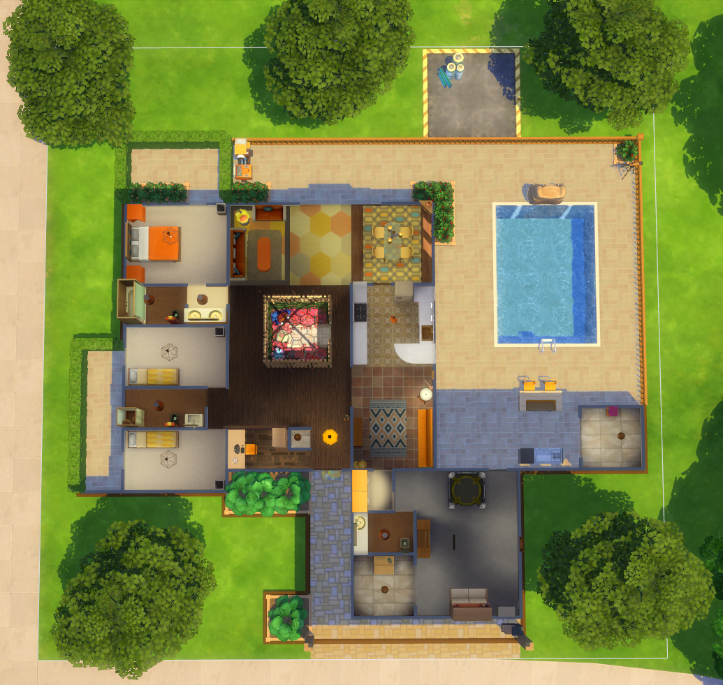 Mod The Sims - Design B1224, a Mid-Century House (No CC)