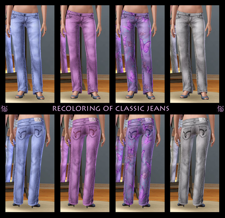 Mod The Sims - Jeans for females (teen,YA/A) with 3 recolorable parts ...