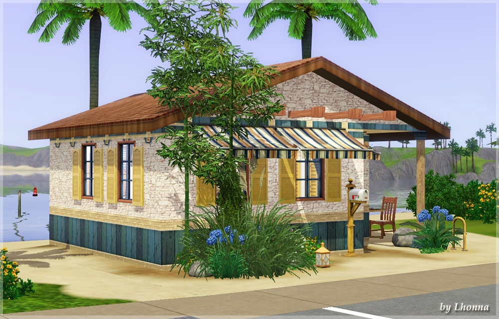 Mod The Sims - The Water Drop - tiny beach cabin (10x10 lot, no CC)