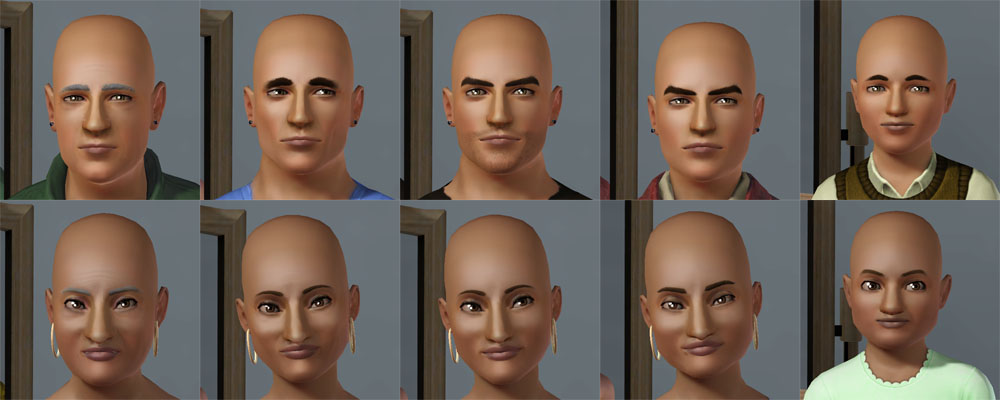 Mod The Sims - Truly Bald Hair (Both Genders, Almost All Ages!)