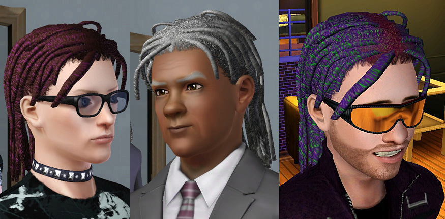 Mod The Sims - More Manly Hair: Sims 2 Basegame Dreads for Men Teen to ...