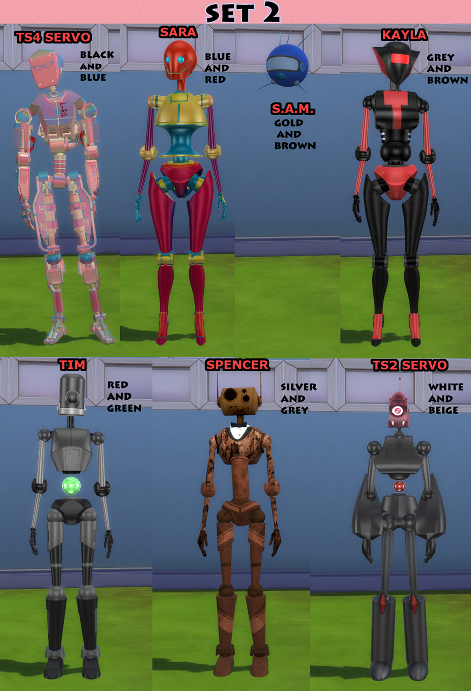 Mod The Sims - Lots of Bots - 21 Colourful Servo Overrides