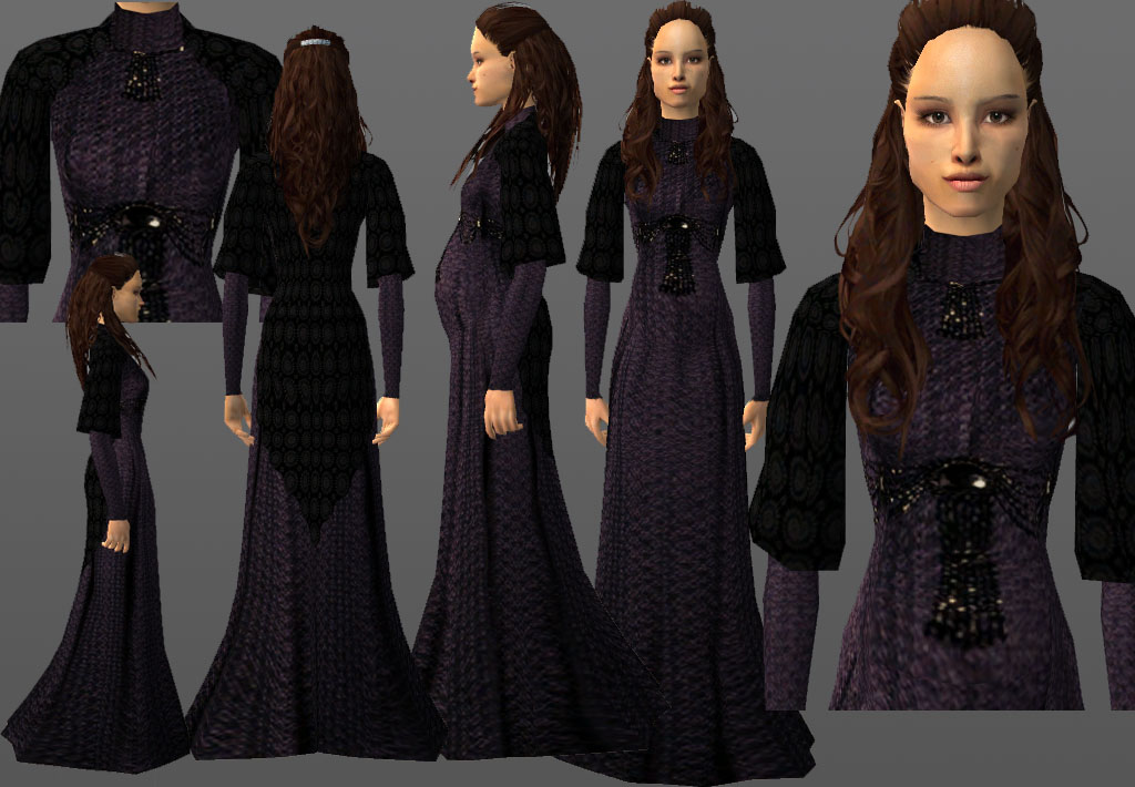 Mod The Sims - Padme's Blue Linen Dress with and without shawl- Ep III