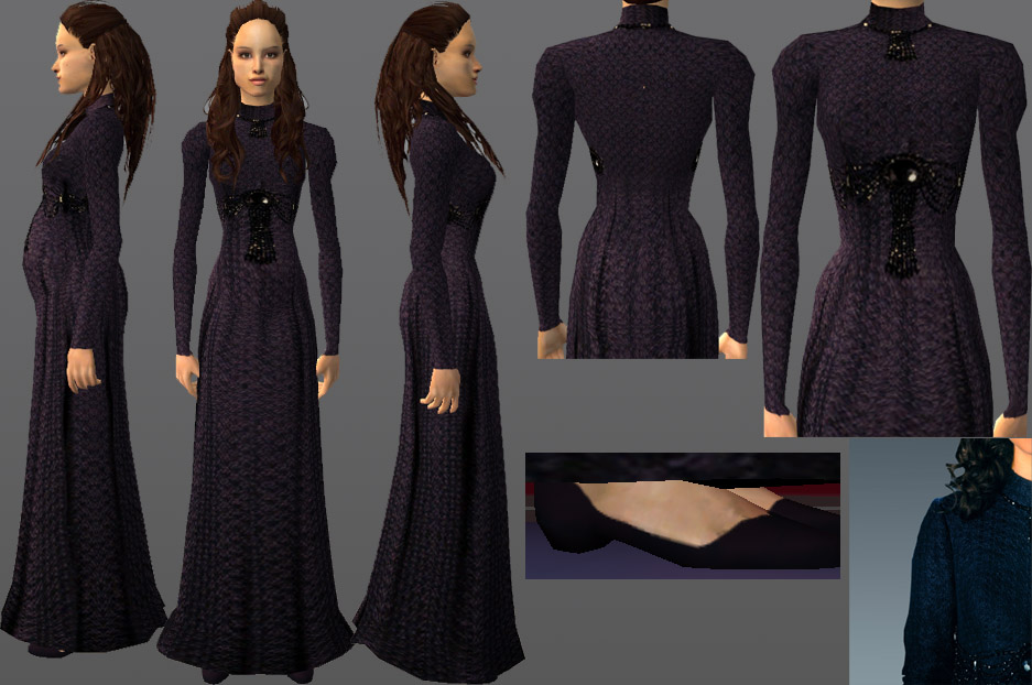 Mod The Sims - Padme's Blue Linen Dress with and without shawl- Ep III