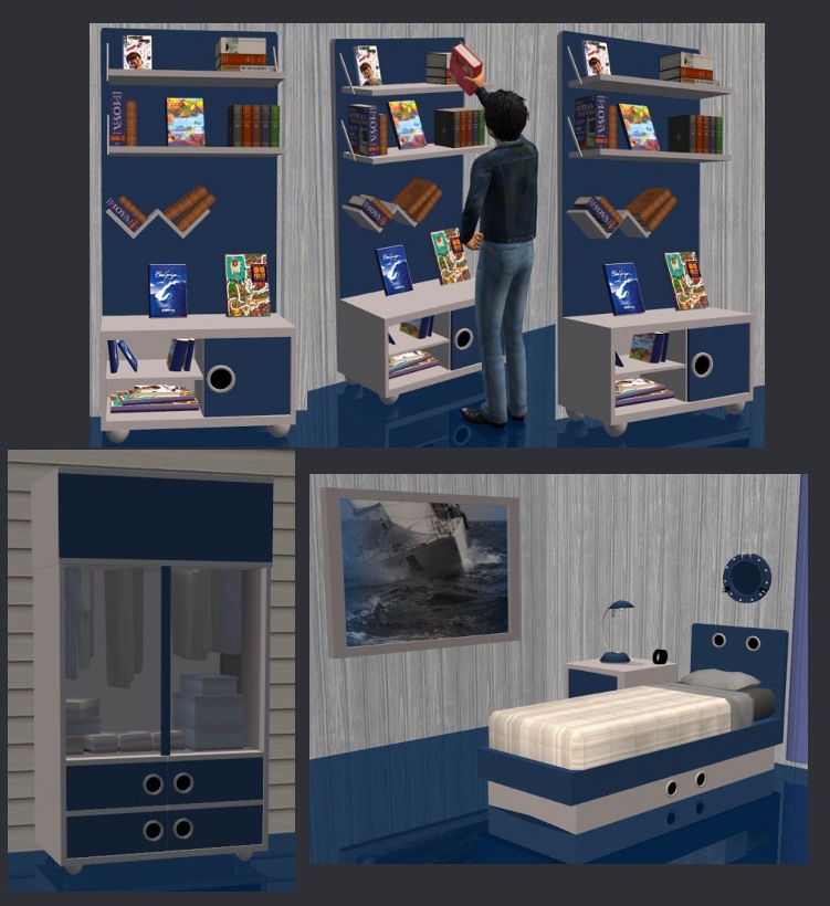 Mod The Sims - Sailor Bedroom set: 13 new meshes (and 2 recolors)!