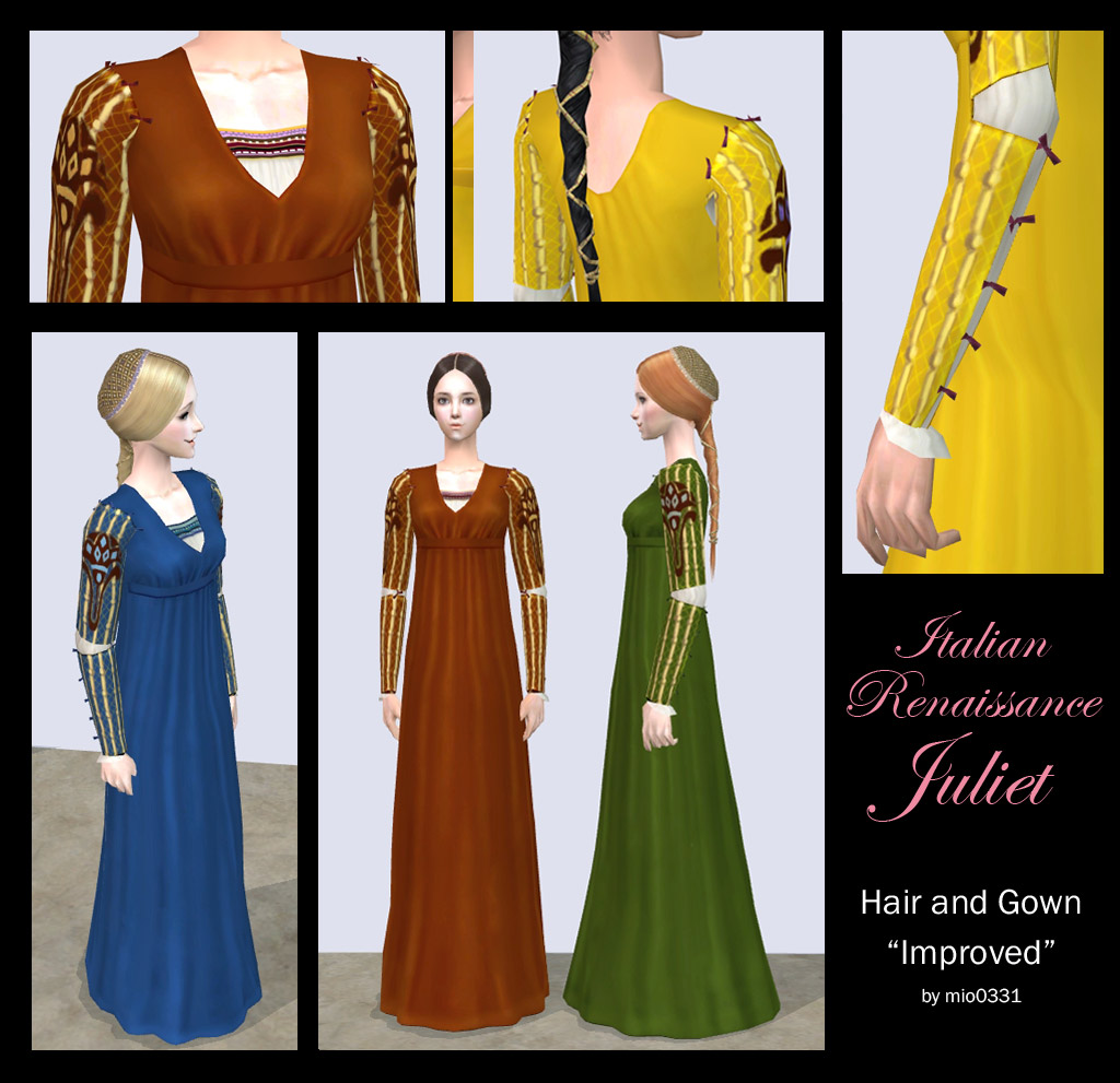 Mod The Sims - Italian Renaissance Hair and Gown for female **UPDATED