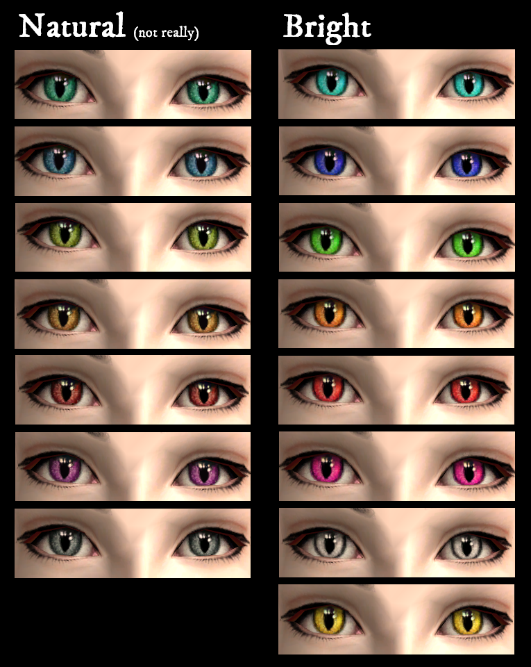 Mod The Sims - Viirusilmät - Set of Slit Eyes