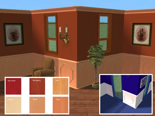 Mod The Sims - Wall paneling, base and ceiling boards - new objects - 7 ...