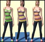 Mod The Sims - Striped tank-top in 3 colors!