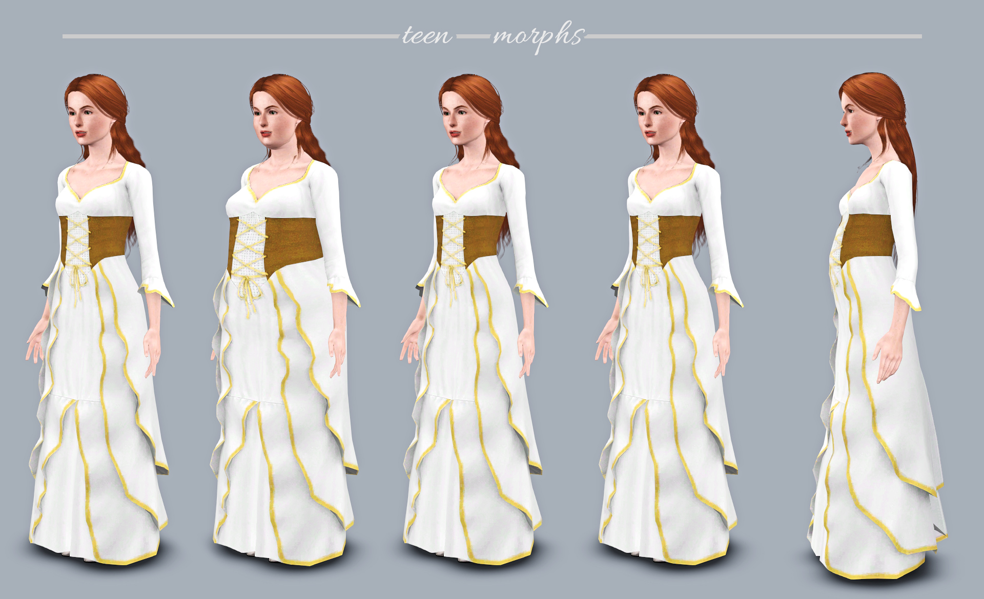Mod The Sims - Colonial Fashion Dress for Teen-Elder