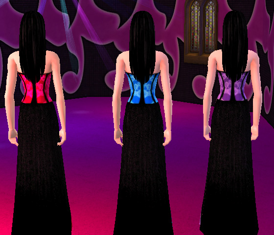 Mod The Sims - 3 Gothic Victorian Dresses- In Black and Purple/Red/Blue