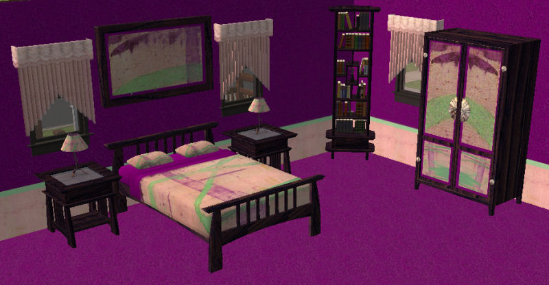 Mod The Sims - Eggplant Bedroom (Recolor of Sendai Bedroom from Holy ...