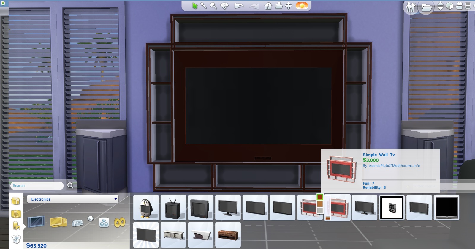 Mod The Sims - Simple Wall Tv