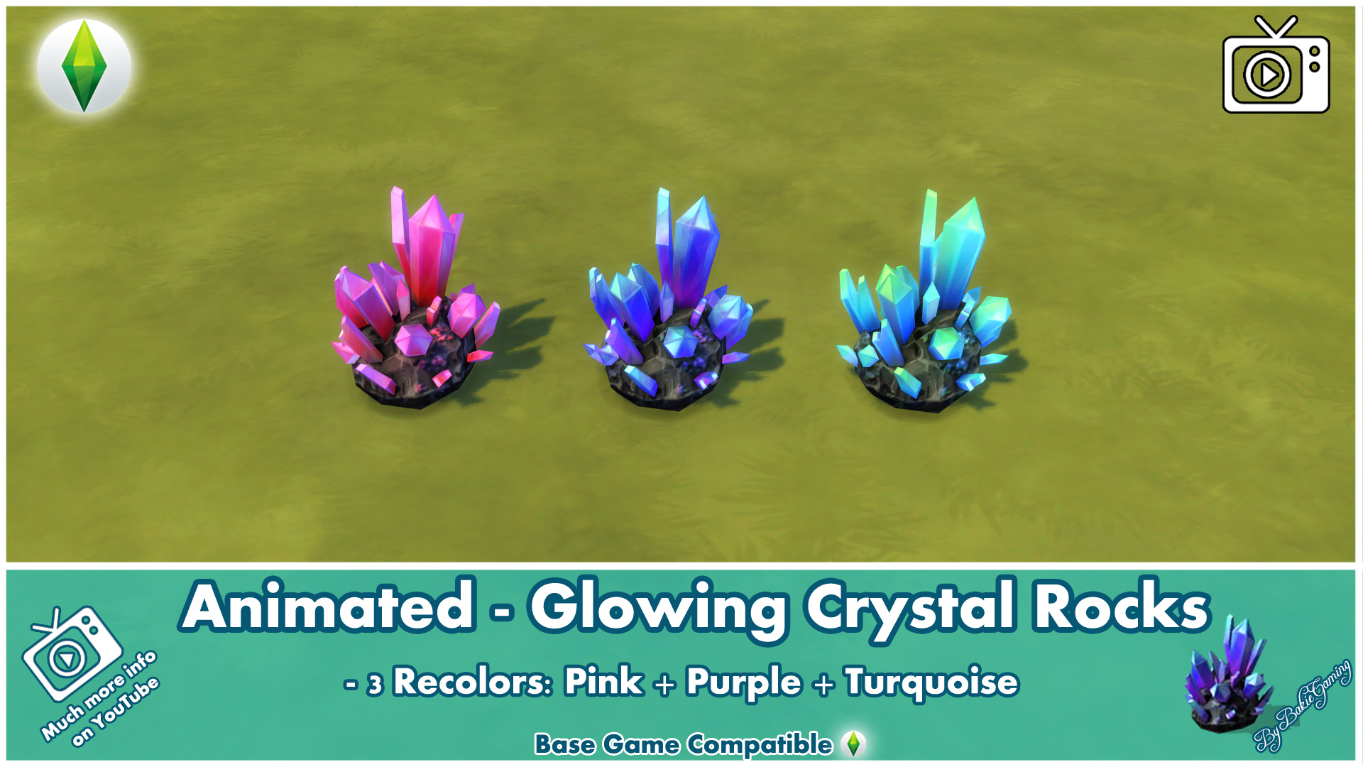 Mod The Sims - Animated - Glowing Crystal Rocks - Updated 19-07-2019