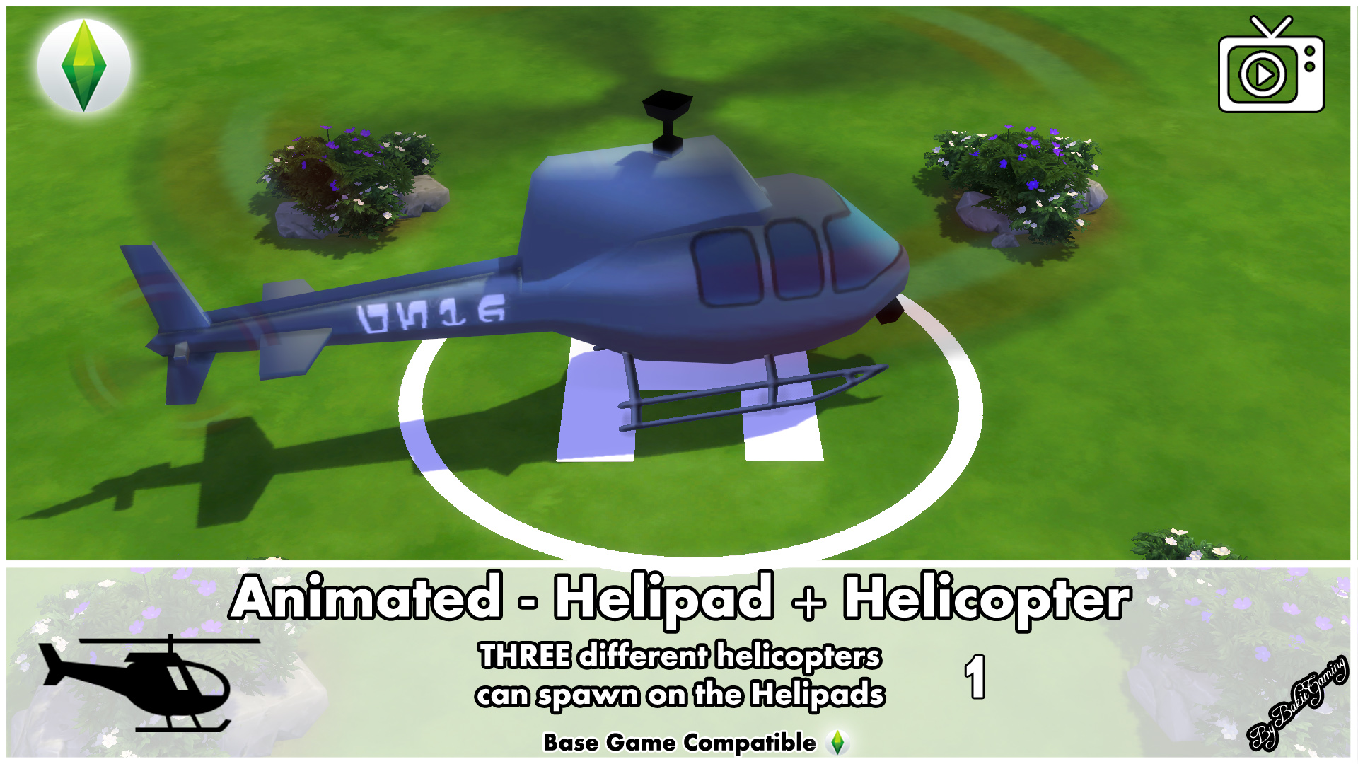 Mod The Sims - Animated - Helipad + Helicopter
