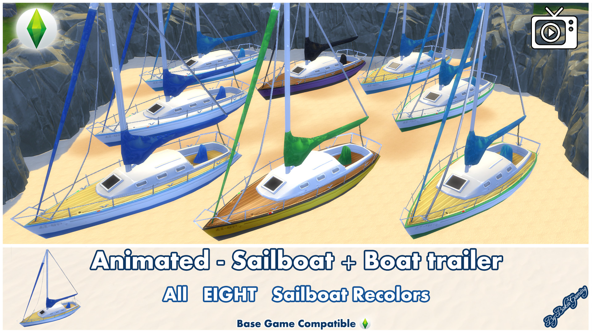 Mod The Sims - Animated - Sailboat + Water Ripple Effect ⛵