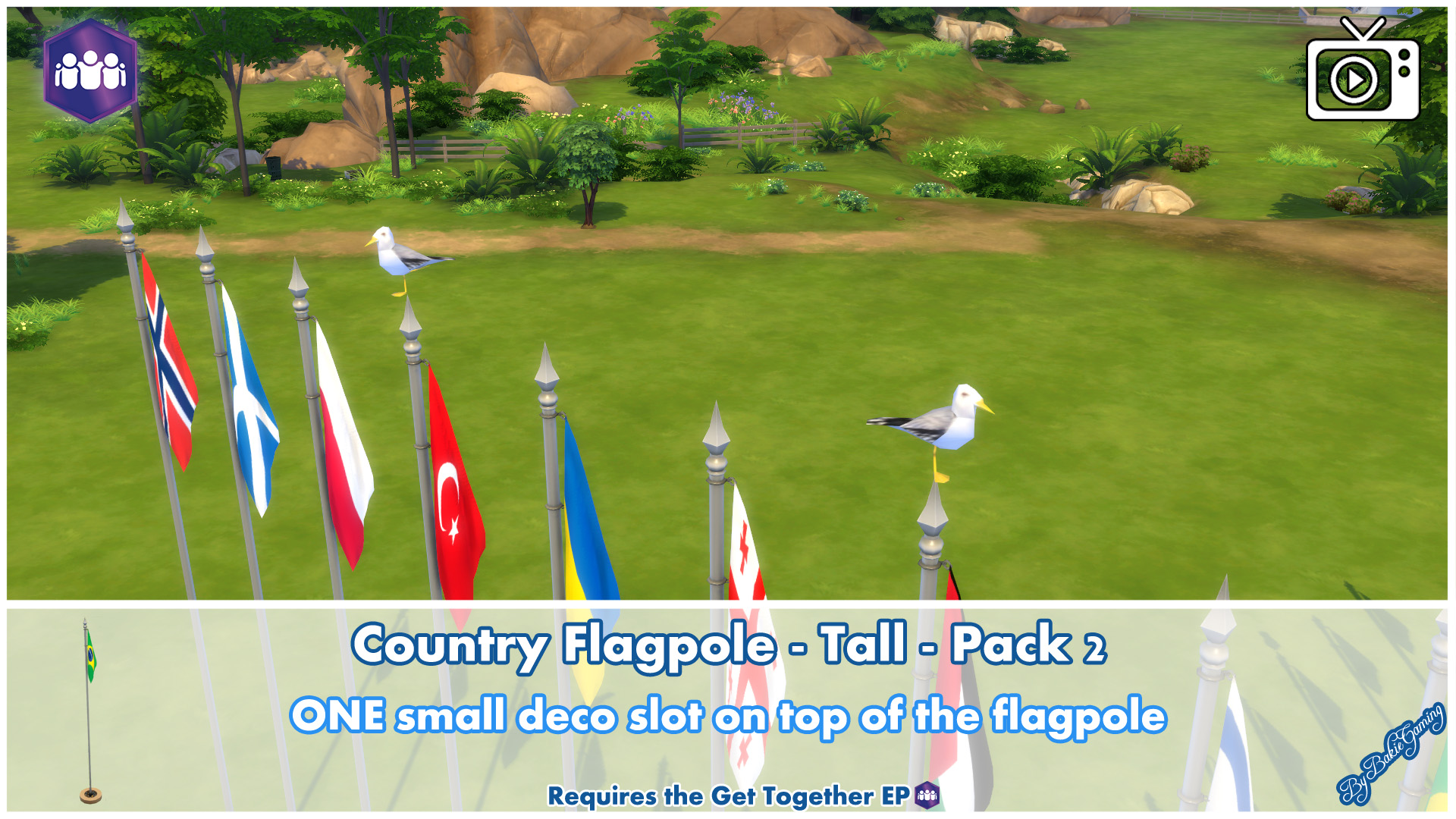 Mod The Sims - Animated Country Flagpoles - Tall - Pack 2