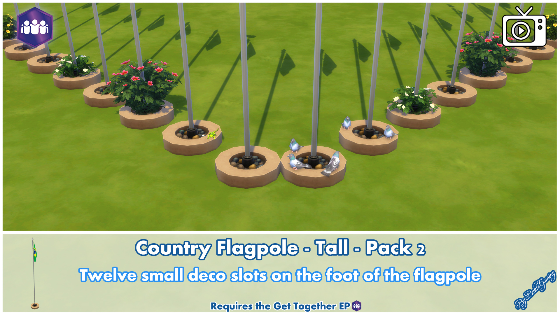 Mod The Sims - Animated Country Flagpoles - Tall - Pack 2