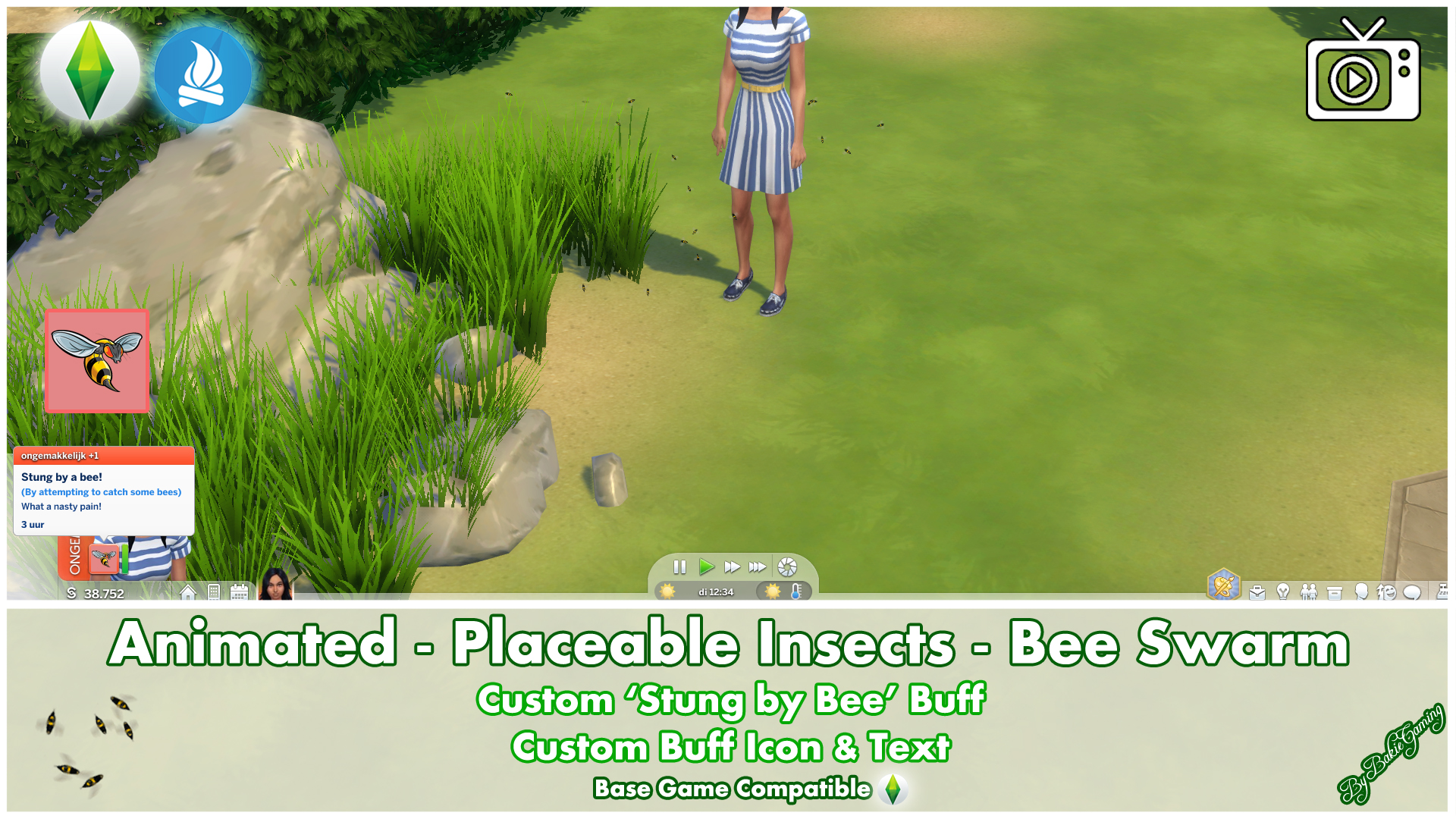 Mod The Sims - Animated - Placeable Insects - Bee Swarm