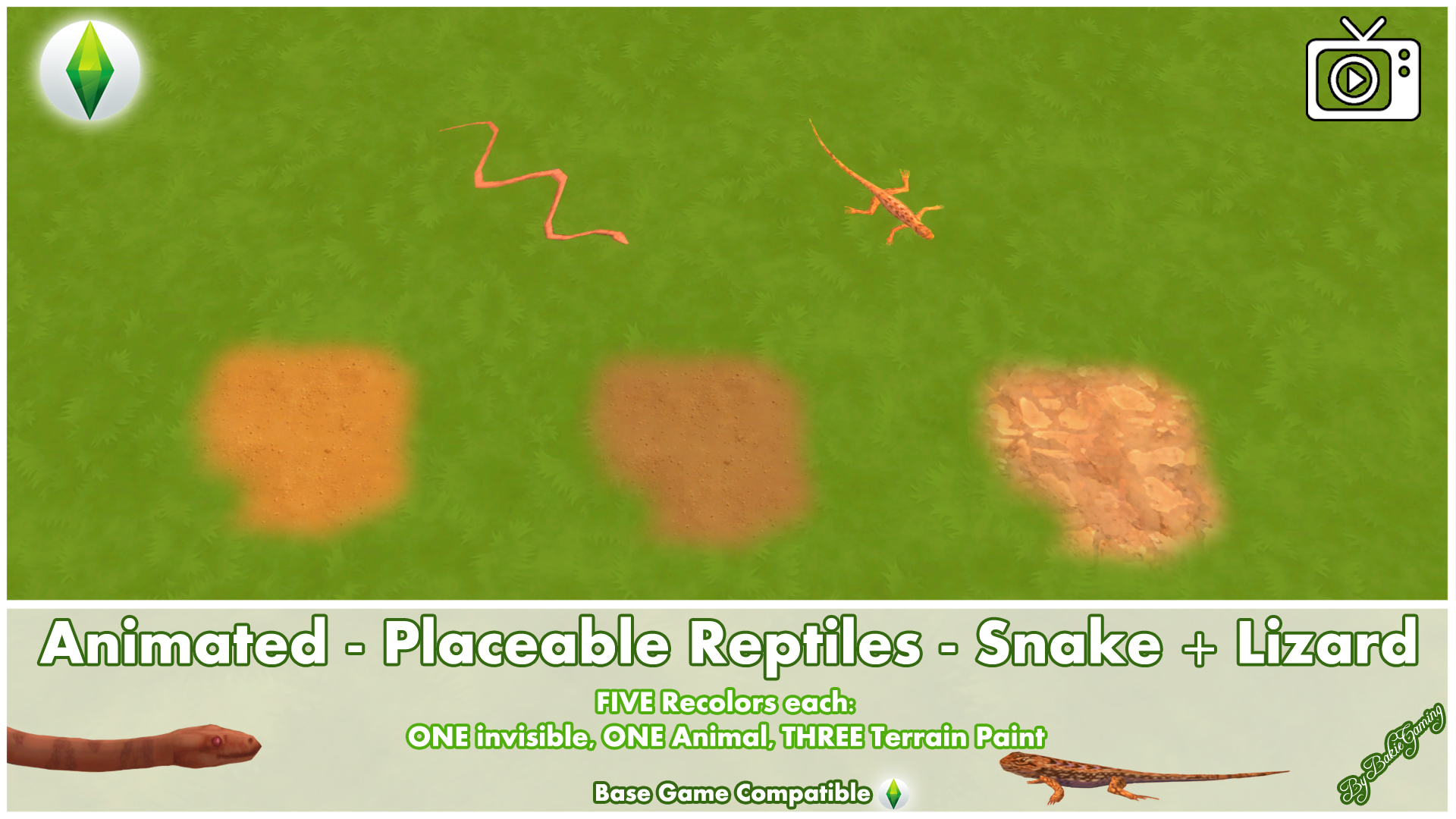 Mod The Sims - Animated - Placeable Reptiles - Desert Snake + Lizard
