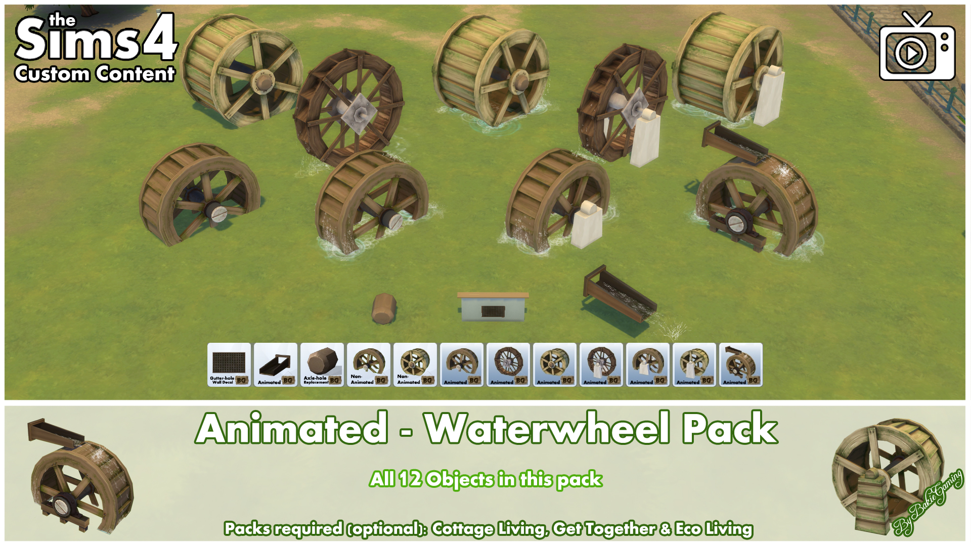 Mod The Sims - Animated - Waterwheel Pack