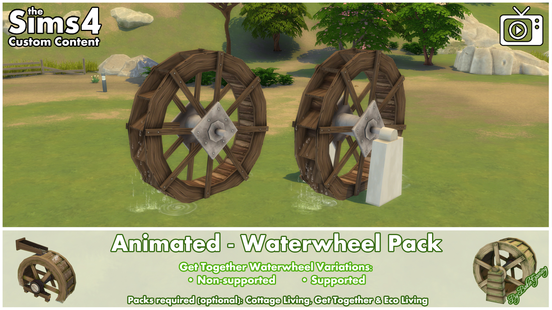 Mod The Sims - Animated - Waterwheel Pack