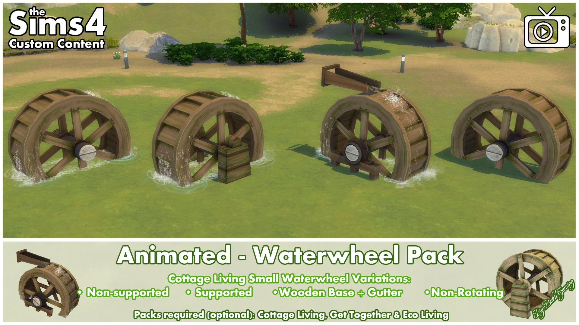 Mod The Sims - Animated - Waterwheel Pack